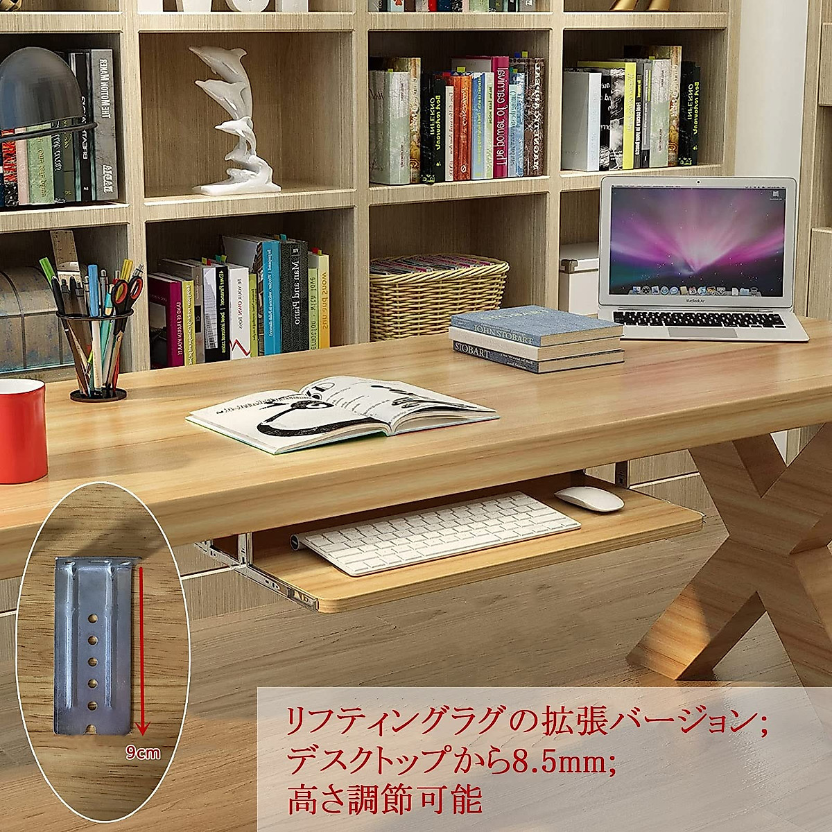 LMDX Slide Keyboard Tray Under Desk - for Keyboard Mouse Holder Workspace Organizers - Adjustable Height Desk Extender - Ergonomic/Protect Eyesight - Slide-Out Keyboard Drawers, White, 70cm x 27cm