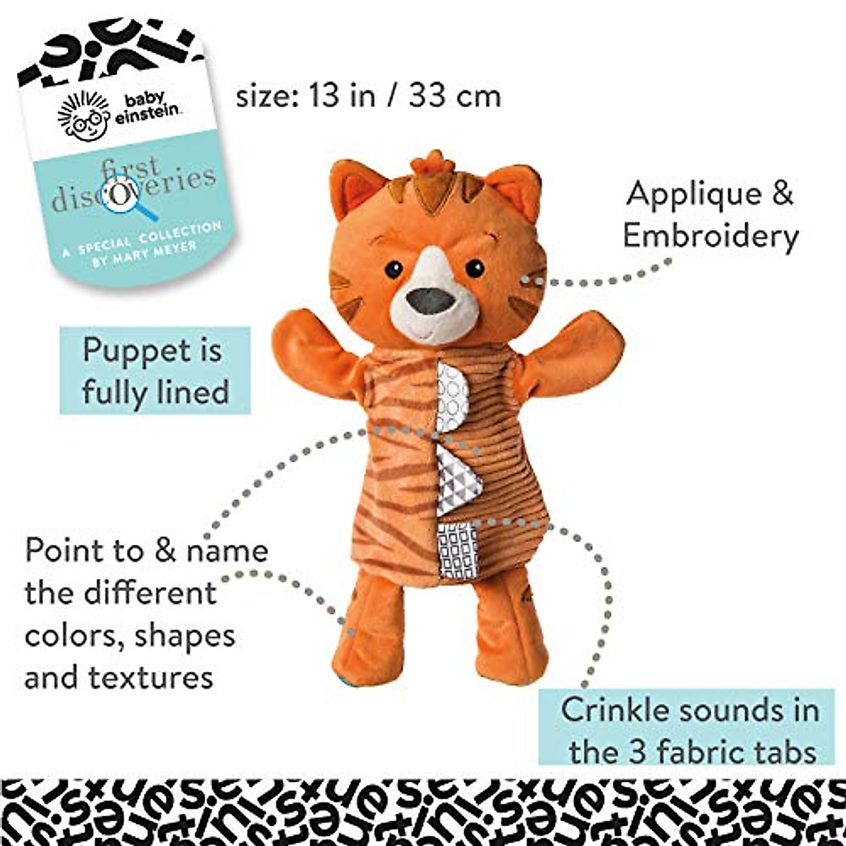 Mary Meyer Baby Einstein First Discoveries Hand Puppet Pal, 13-Inches, Tinker Tiger