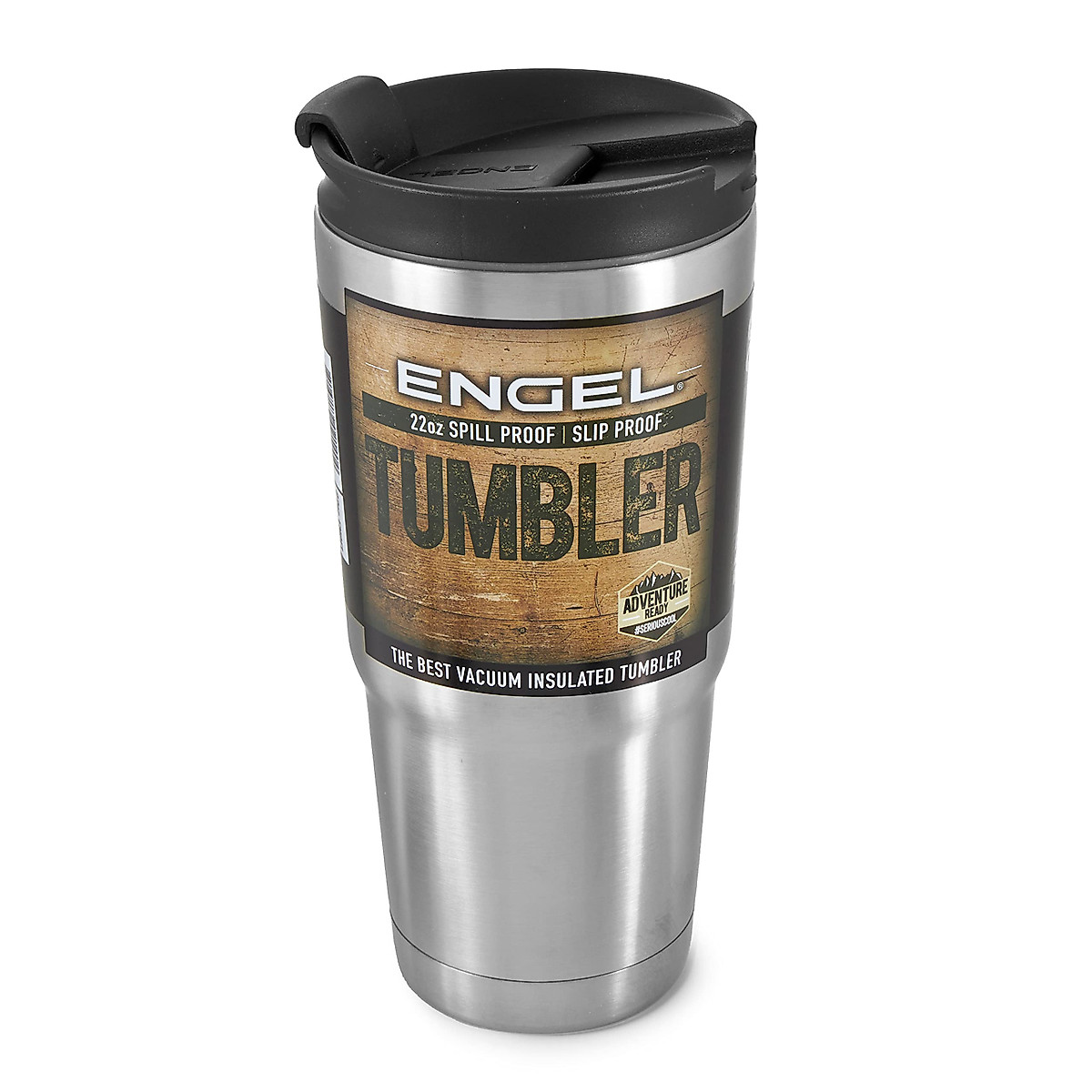 ENGEL ENGT22 22 Ounce Stainless Steel Vacuum Insulated Drinking Coffee Smoothie Beverage Spill Proof Tumbler Travel Mug, Silver