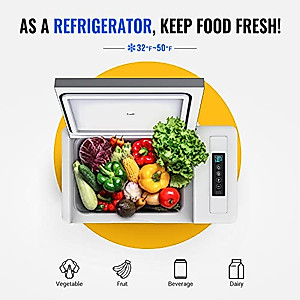 BougeRV 12 Volt Refrigerator 12V Car Fridge 23 Quart Portable Freezer Compressor Cooler 12/24V DC 110~240 Volt AC for Truck Van RV Camper SUV Boat Travel Camping Road Trips Tailgating -7℉~50℉