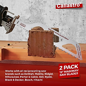 Caliastro 12-Inch Brick, Masonry, Porous Concrete, Engineered Stone Cutting Reciprocating Saw Blade - 2 Pack