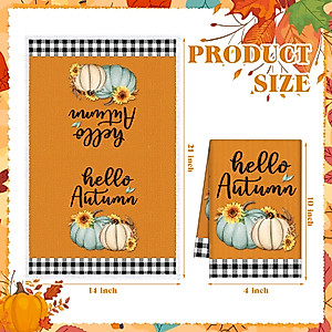 Windkream 6 Pieces Fall Thanksgiving Kitchen Towels Blue Orange Pumpkin Dish Towels Buffalo Plaid Bathroom Hand Towels 21.26 x 14.17 Inch Autumn Tea Towels Fall Decor for Kitchen Bath Farmhouse Gifts