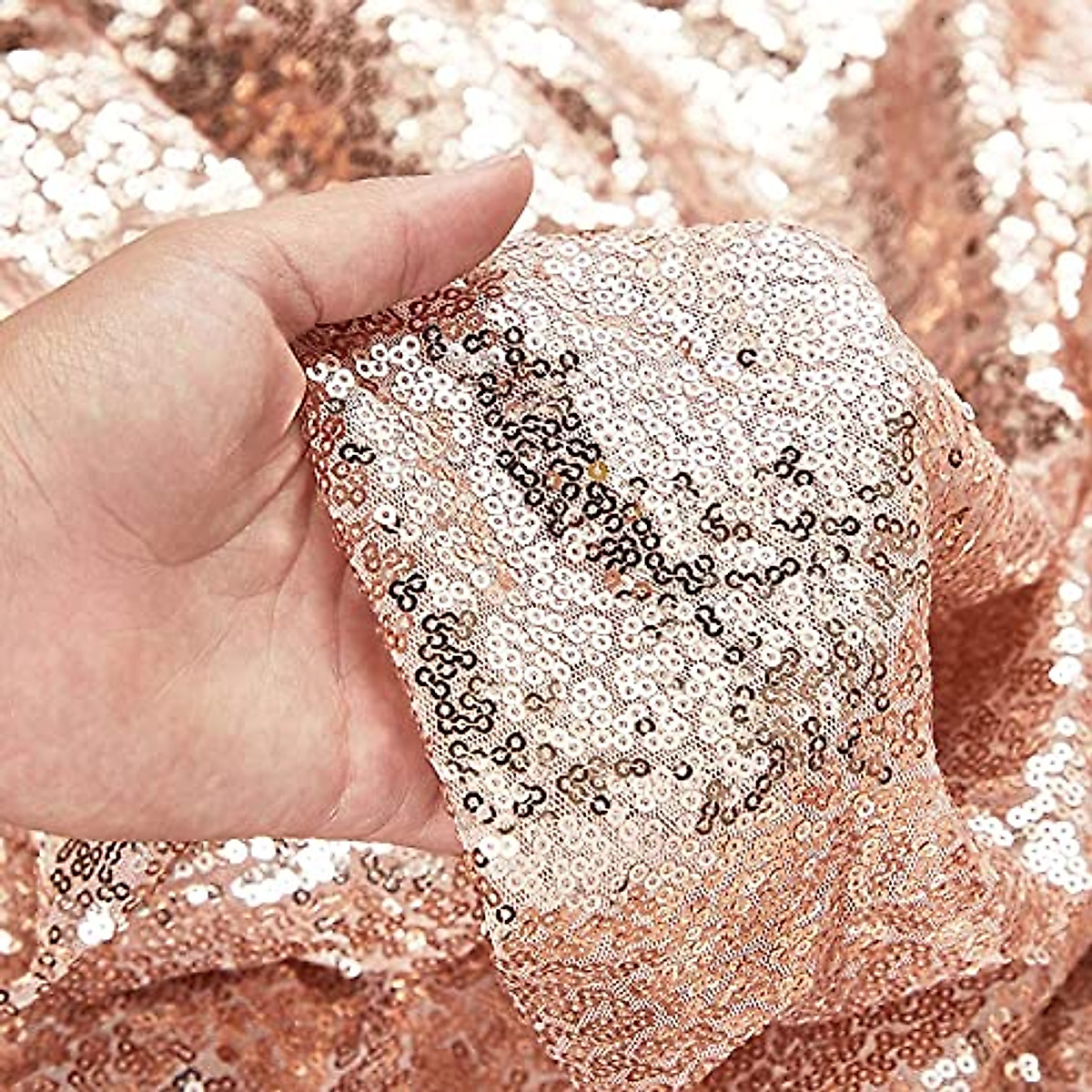 Rose Gold Sequin Fabric Roll for Sewing, Quilting Supplies (15 Feet)