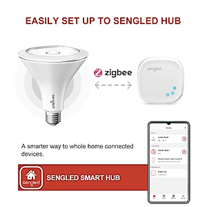 Sengled Smart Flood Light Bulbs work with SmartThings Hub, Echo 4th, Echo Plus, Alexa, Google, Zigbee Hub Required, PAR38 Led Bulb Motion Sensor Light Outdoor, Dusk to Dawn, 3000K, 1200LM, 1 Pack