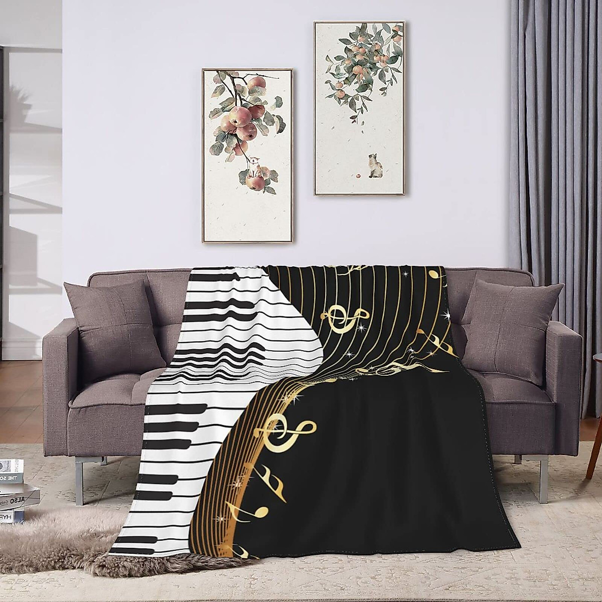 Music Throw Blanket Soft Cozy Plush Warm Fleece Blanket for Sofa Couch Bed 80"X60"