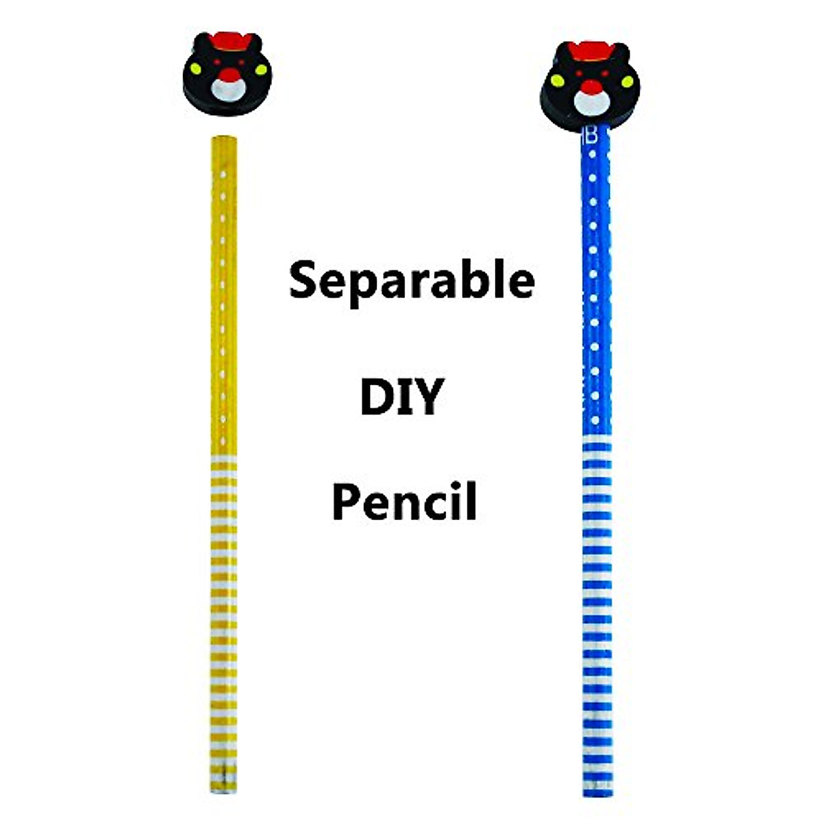 Etmact 50 Pack Assorted Colorful Cartoon Animal Pencil With Eraser Novelty Dot & Stripe Giant Eraser Topper Kids Pencils Kid Pencils Pencil With Eraser Animal Pens Pencils Bulk For Kids Animal Pencill