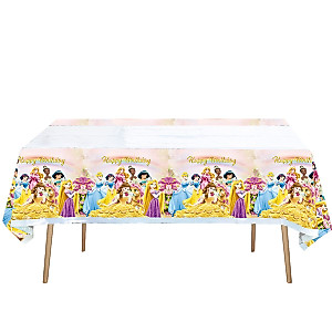 Seven Princesses Birthday Party Tableware, 20 Plates 20 Napkins And Table Covers, For Disney Princess Birthday Theme Party Decoration Supplies