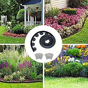 Landscape Edging,20ft Plastic No Dig Garden Edging with 20 Stakes,2 Inch Tall Lawn Edging for Lawn,Yard,Flower Gardens Edging Border (Black-20FT)