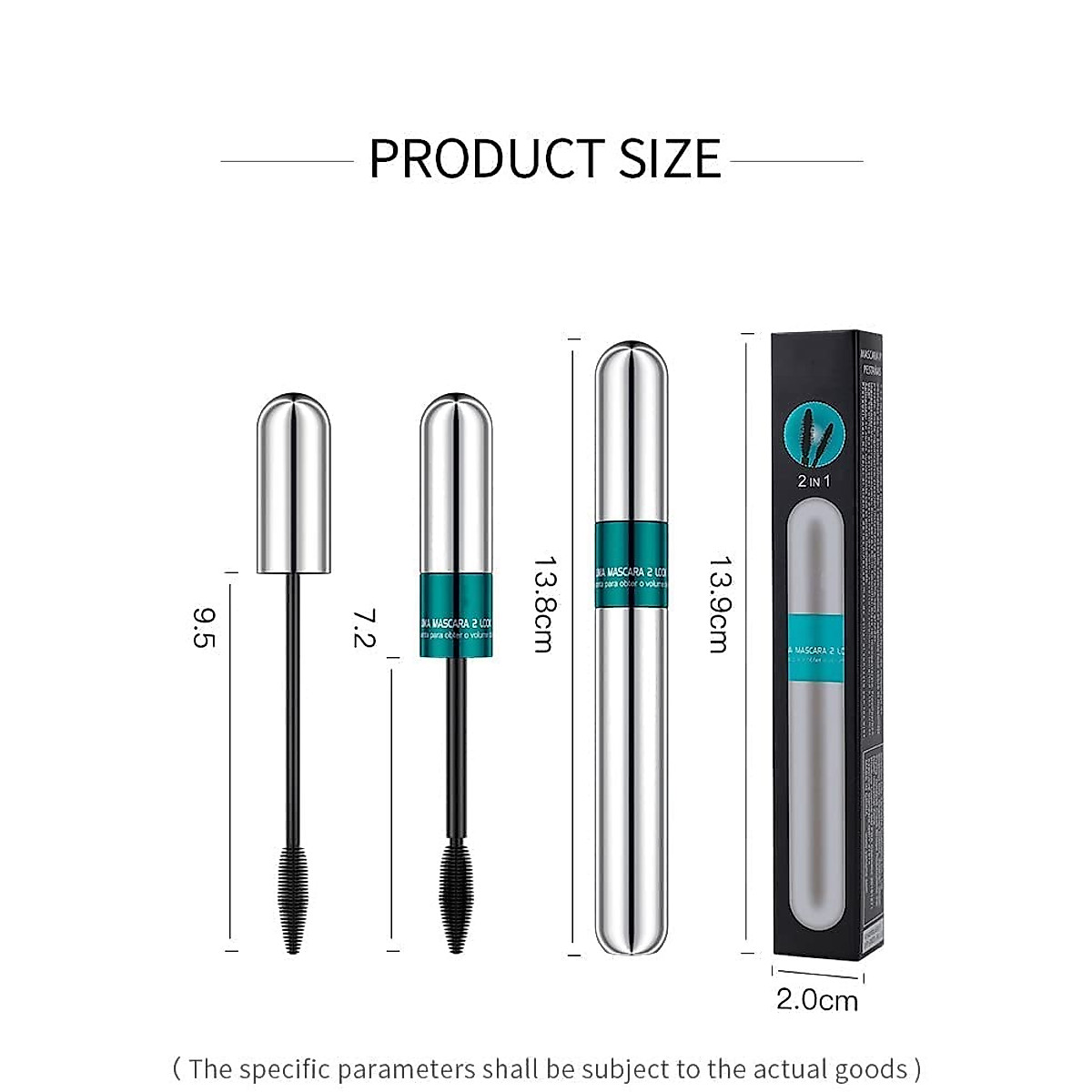 2 PCS Thrive Vibely Mascara 5X Longer Waterproof Superstrong and Long-Lasting No Clumping 4D 2 in 1 Lash Cosmetics For Natural Lengthening And Thickening Effect, Create Beauty Charming Eye Make up