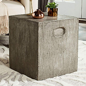 SAFAVIEH Outdoor Collection Cube Modern Dark Grey Concrete Accent Table (Fully Assembled)
