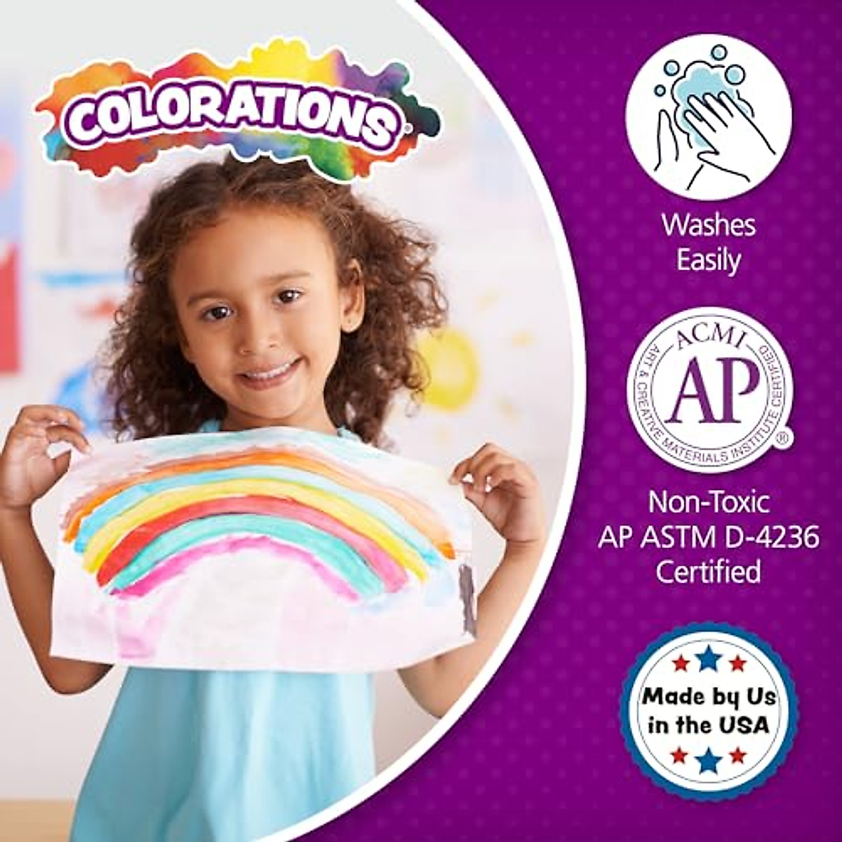 Colorations WSTBL Washable Tempera Paint, 16 fl oz, Blue, Non Toxic, Vibrant, Bold, Kids Paint, Craft, Hobby, Fun, Art Supplies