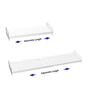 KIKIBRO Expandable Closet Shelf Organizer, Adjustable Shelves, Extendable Storage Shelving Rack Divider for Cabinet Pantry Wardrobe Cupboard Kitchen Bathroom Shoe, White Large Set of 2