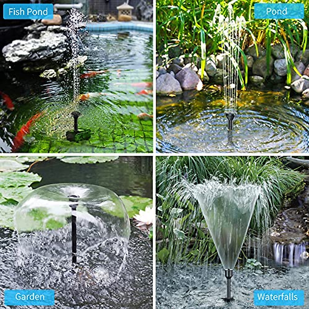 Solar Water Fountain Outdoor, 12 Watt Solar Fountain Pump Kit, Solar Water Pump Kit Adjustable with 7 Water Styles for Garden Fish Pond Pool Hydroponics Bird Bath
