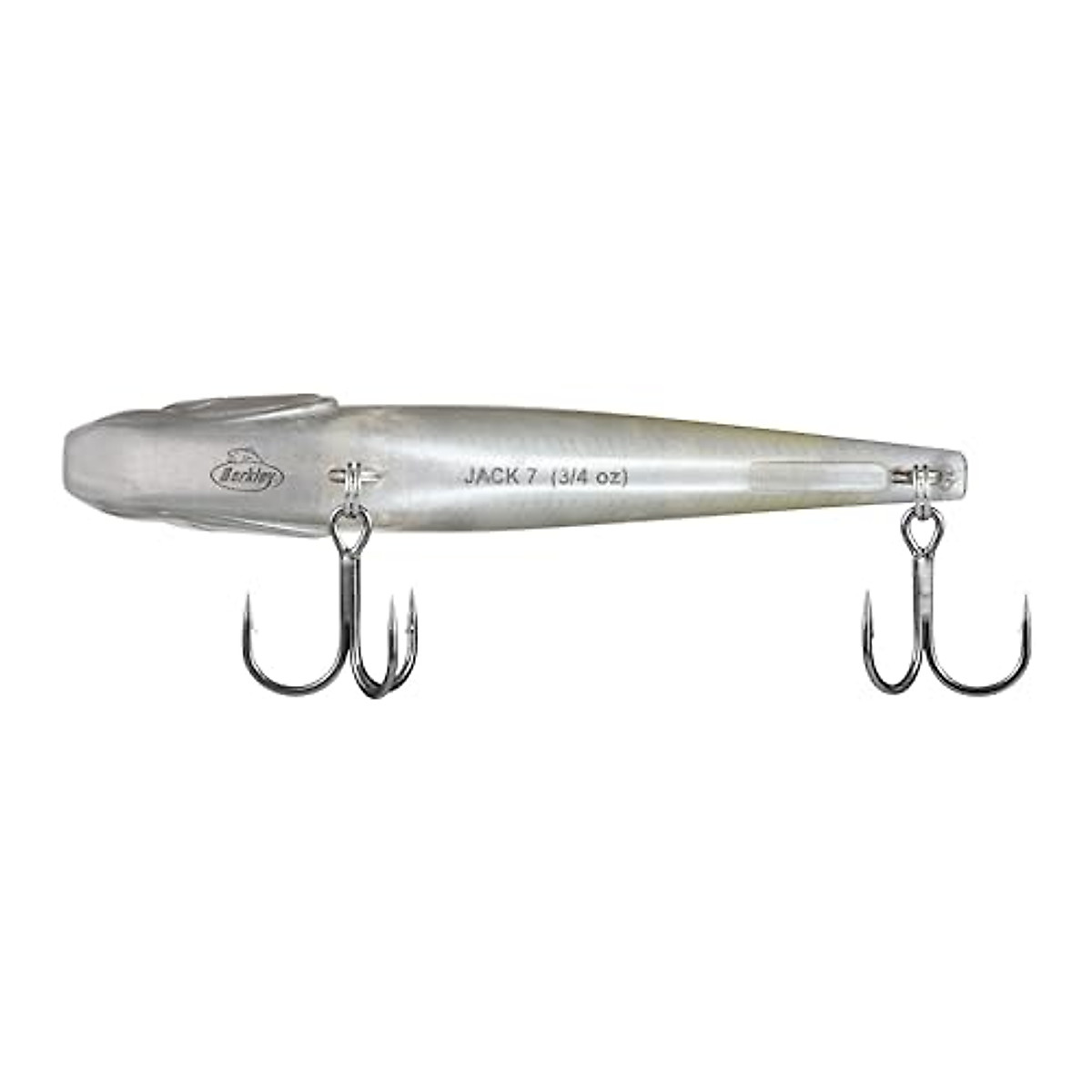 Berkley Jack Fishing Hard Bait, Stealth Shad, Size 7, 2.75 in, Sharp Knife Blade Design Creates Super Fast Fall, Equipped with Fusion 19 Hooks, Dual Flash-Point Enhances Side Flash