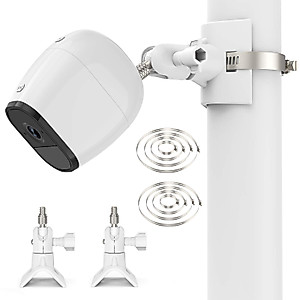 Universal Outdoor Camera Mount for Arlo Pro 5SS/Pro 4/Pro 3/Ultra 2/Essential XL,for eufyCam 2C/2C Pro and More 1/4’’ Camera, Fits 1.96-7.87’’ Pole No Drill(White, 2 Pack)