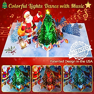 FITMITE Christmas Cards, MUSIC & LIGHTS & BLOWABLE Pop-up 3D Merry Christmas Card Christmas Gifts for Women Men Kids Mom Dad, Christmas Greeting Card with Envelopes