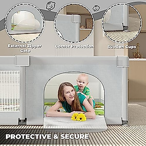 Baby Playpen with Mat 79" X 71", Extra Large Play Yard for Babies and Toddlers, Indoor/Outdoor Playpen, Sturdy Design with Gates, Play Pin, Baby Play Area with Ocean Balls