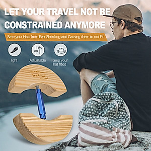 Tang's Wooden Hat Stretcher,Adjustable Turn Buckle Hat Stretcher for Fitted Hats.One Size Unisex Hat Shaper, Suits ForAll Hat (Blue, Small)