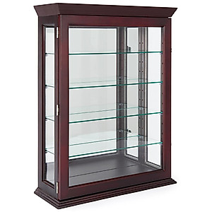 Displays2go 21" Countertop/Wall Mount Display Case, Adjustable Shelves, Locking - Mahogany (DCC2128MH2)