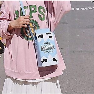 Unique Girls Fruits Banana Strawberry Milk Box Cross Body Purse Women Phone Wallet Shoulder Bag Super Gift (C-Cow)