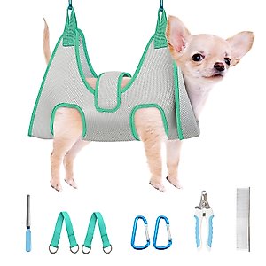 Supet Dog Grooming Hammock Harness for Small Dogs, Relaxation Dog Sling for Nail Trimming with Thick Fabric Back Support, Helper Dog Hammock for Nail Trimming Clipping