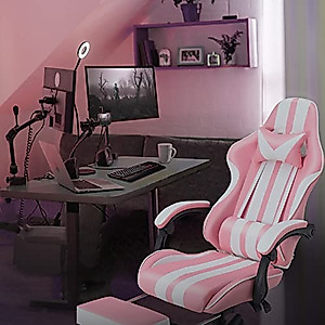 Ferghana Pink Gaming Chairs with Footrest,Computer Game Chair,Massage Gaming Chairs,Christmas,Xmas Gift,PC Gaming Chairs for Adults Teens for Gaming Live Streaming Room(Shero Pink)