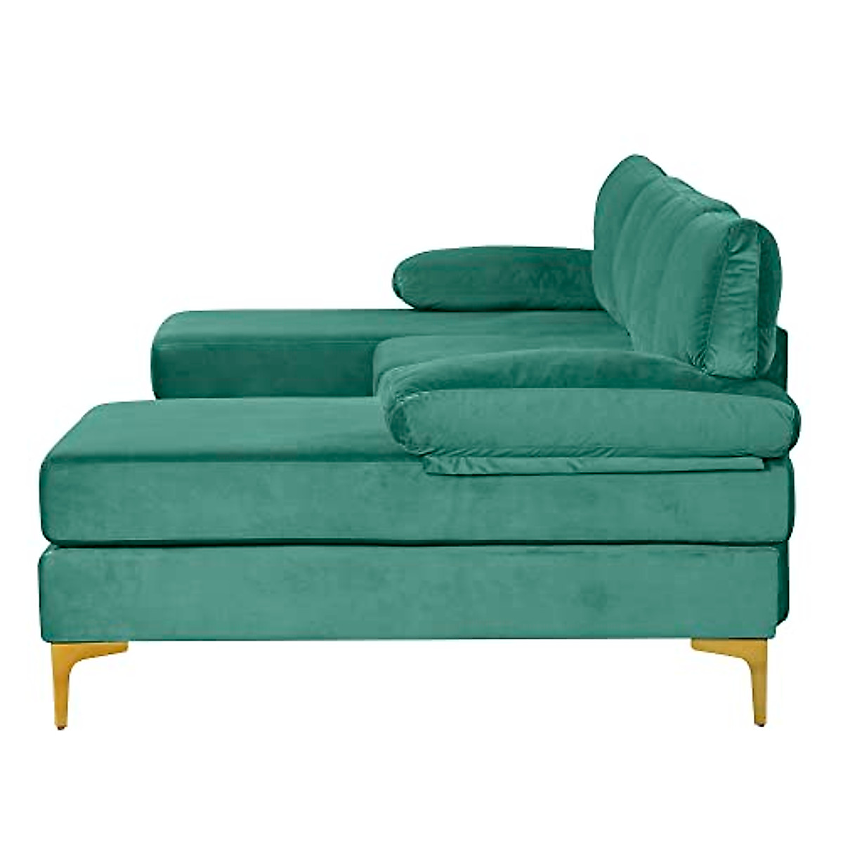 Modern Large Velvet Fabric U-Shape Sectional Sofa, Double Extra Wide Chaise Lounge Couch with Gold Legs