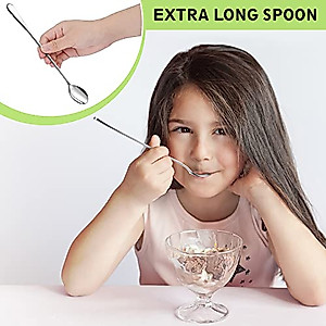 Rainspire 9-Inch Long Coffee Spoons for Coffee Bar, Coffee Stirrers Ice Cream Spoon Tea Spoons Stainless Steel Long Spoon for Cocktail Stirring Iced Tea, Coffee Bar Accessories, 2 Pack