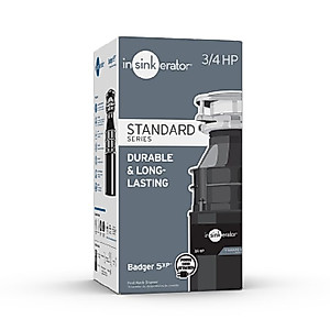 InSinkErator Badger 5XP Garbage Disposal with Power Cord, Standard Series 3/4 HP Continuous Feed Food Waste Disposer, Badger 5XP W/C