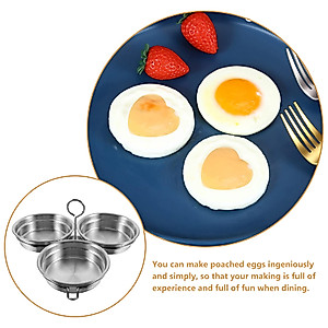 Cabilock Egg Boiling Non Stick Egg Poacher Poacher Egg Holder Stainless Steel Egg Poacher Pan Insert Metal Egg Cups with Pastry Brush for Poached Eggs Poached Egg Tool Nonstick Egg Poacher