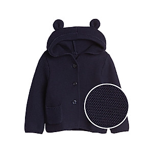 GAP Baby Boys Bear Garter Cardigan Sweater, Navy Uniform, 3-6 Months US