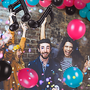 141 Pieces Music Birthday Party Decorations Includes Black Red Blue Musical Balloon Kit Garland Music Note Balloons for Boys and Girls Music Party Birthday Short Video Decor (Simple Style)