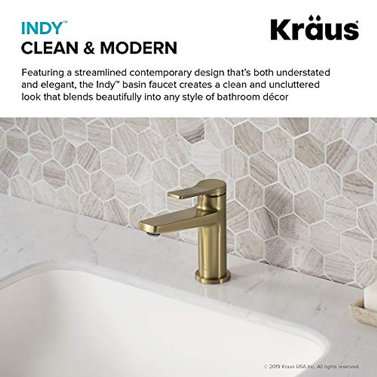 KRAUS Indy Single Handle Basin Bathroom Faucet in Brushed Gold, KBF-1401BG (2-Pack)