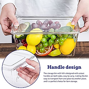 HANSGO Refrigerator Organizer Bins with Lid, 4PCS Stackable Organizer Basket Bins with Handles Clear Plastic Pantry Organizer and Storage Bins for Fridge Kitchen Bedroom Office
