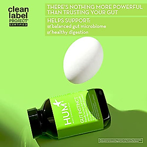 HUM Gut Instinct - Gut Health Daily Probiotic Blend for Overall Digestive Health - Lactobacillus + Bifidobacterium Strains for Bloating Relief, Immune Support + Healthy Gut Diversity (30 Capsules)