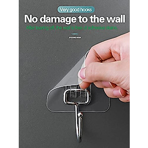 EKE 12 Pack of Large Adhesive Hook Wall Hooks with 40Ib Load Capacity (max) for Hanging Stainless Steel Towels and Coats, Suitable for Kitchens, bathrooms, Homes and Offices (12).