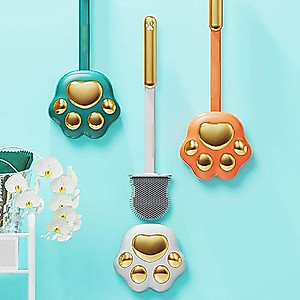Cute Silicone Toilet Brush Wall Mount with Handle Bathroom Accessories Toilet Cleaner Brush Toilet Bowl Brush and Holder Set