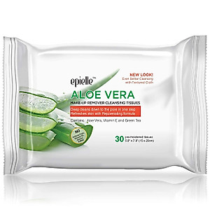 Epielle New Makeup Remover Cleansing Wipes Tissue | Gentle for all Skin Types | Daily Facial Cleansing Towelettes | Removes Dirt, Oil, Makeup | Nicely Scented - Charcoal, Collagen, Aloe, Cucumber, Green Tea, Argan Oil | 30 Count | Assorted 6 Pack