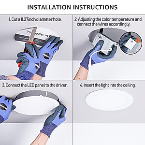 TORCHSTAR Premium Series 5CCT 8 Inch Ultra-Thin LED Recessed Ceiling Light with J-Box, 18W Dimmable Recessed Downlight, 2700K/3000K/3500K/4000K/5000K Selectable, ETL & ES Listed, White, Pack of 6