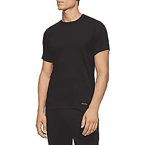 Calvin Klein mens 100% Cotton T-Shirt Packs 5 BLACK- SHORT SLEEVE SLIM FIT CREWNECK L