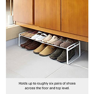 Yamazaki Home Adjustable Shoe Rack-Spacesaving Storage Solution, One Size, White