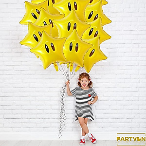 12 Pieces Foil Star Balloons, 18 inches Video Game Star Balloons for Video Game Theme Party Decorations Baby Shower, Birthday Party Decorations