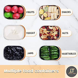 Tanjiae Stainless Steel Snack Containers for Kids | Easy Open Leak Proof Small Food Containers with Silicone Lids - Perfect Metal Toddler Lunch Box for Daycare and School (8oz)