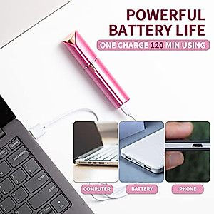 Facial Hair Removal for Women, Mini Epilator Portable Anytime, Suitable for Facial Bikini Peach Fluff on Beard Lips Chin, USB Charging(Rose red)