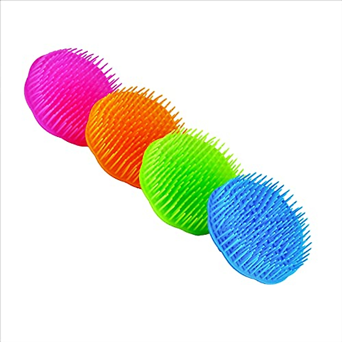 Niva Hair Scalp Massager Shampoo Brush - Flexible Scalp Exfoliator Dandruff Brush and Grass Shape Handle - Baby Shower Bath Brush Suitable for Women, Men & Pets | Pack 0f 4 (Blue-Green-Orange-Fuchsia)