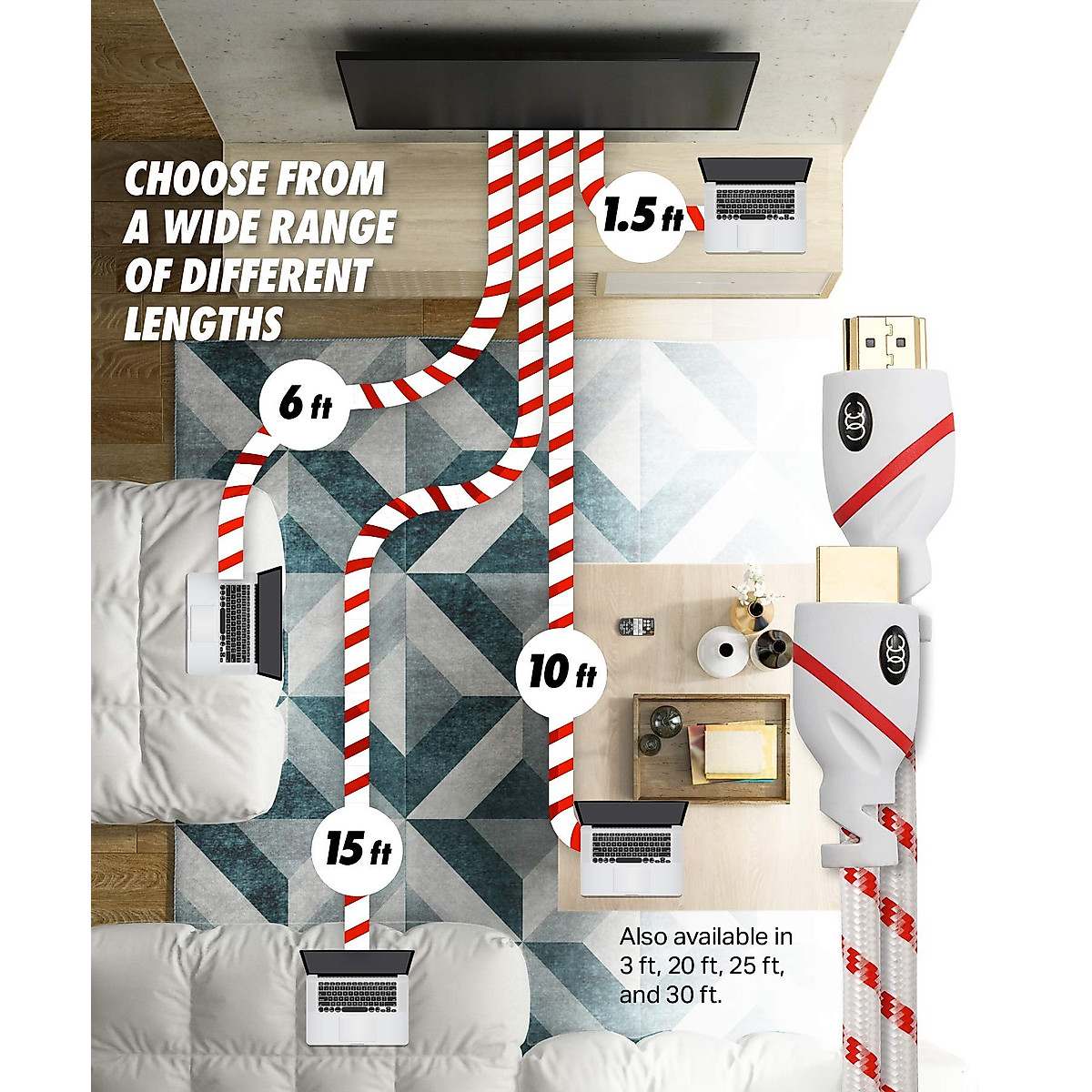 Ultra Clarity Cables 4K HDMI Cable 10FT [2 Pack], High Peed Hdmi Cables with Braided Cord & Gold Connectors, 4K @ 60Hz, Ultra HD, 2K, 1080P, ARC & CL3 Rated for Roku TV/PS5/HDTV/Blu-ray/Xbox One