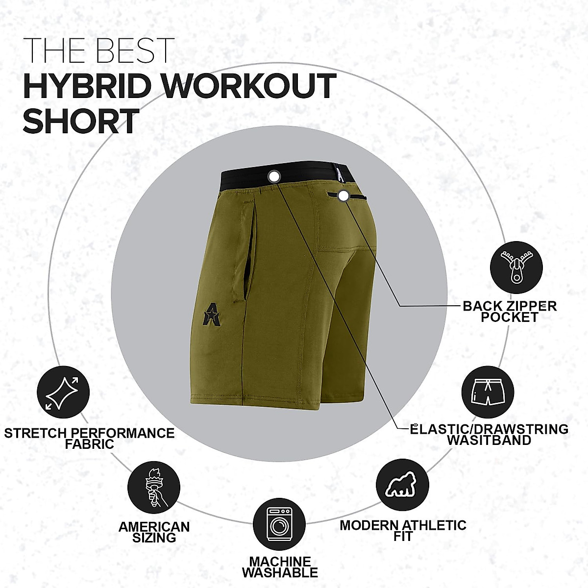 Anthem Athletics Evolflex Gym Shorts Men - 5 Inch 7 Inch 9 Inch Inseam - Men's Shorts Athletic Running Shorts Mens Athletic Shorts Workout Shorts Men Exercise Sports Shorts - Defender Green - Medium