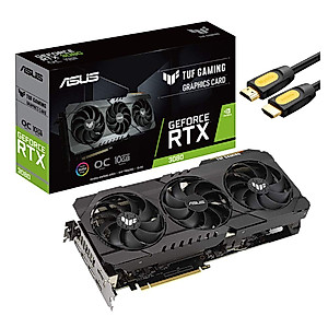 ASUS TUF Gaming NVIDIA GeForce RTX 3080 OC Edition Graphics Card, 10GB GDDR6X, PCIe 4.0, HDMI 2.1, DisplayPort 1.4a, Dual Ball Fan Bearings, GPU Tweak II w/ Mytrix HDMI Cable