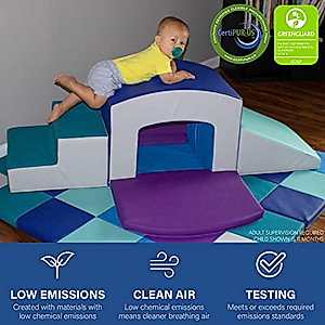 Factory Direct Partners 12825-NVPB SoftScape Playtime Grow-n-Learn Tunnel Climber Plus Pads for Toddlers and Kids(3-Piece) - Navy/Powder Blue, 12825-NVPB