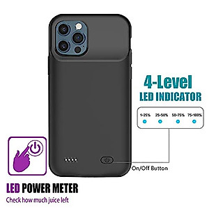 Battery Case for iPhone 12 Pro Max, Newest 8500mAh Rechargeable Portable Charging Case Compatible with iPhone 12 Pro Max (6.7 inch) Extended Battery Pack Protective Charger Case with Carplay (Black)